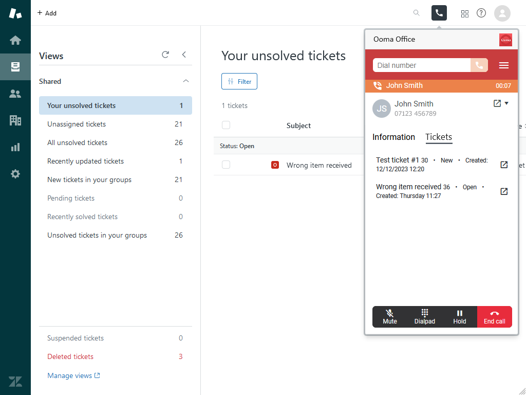 Ooma Office App Integration With Zendesk Support